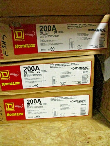 Square D HOM30M200C, 200A MB,120/240V, 1P3W, 30 Circuit Load Center ...