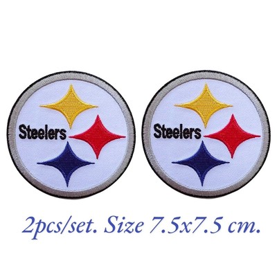 2 pieces Pittsburgh Steelers Black Line Football Embroidered Iron On ...