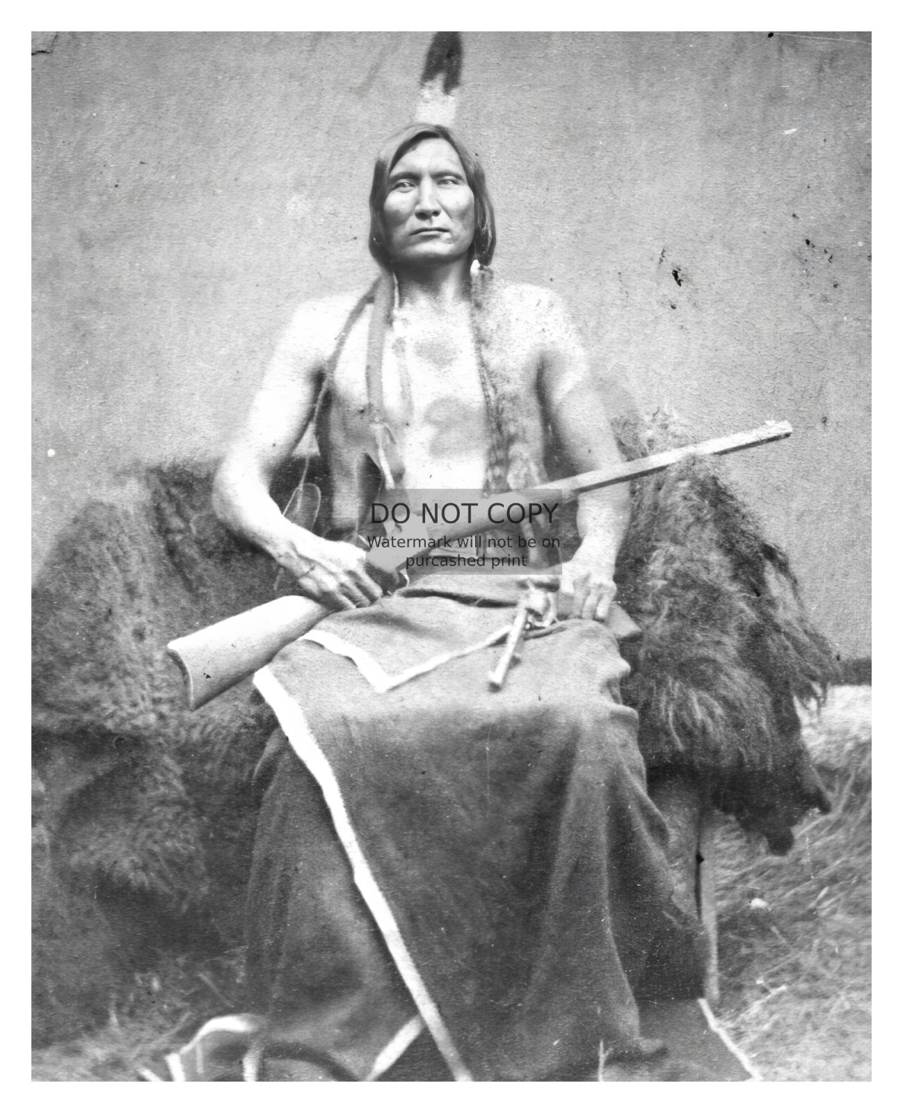 CHIEF TOUCH THE CLOUDS NATIVE AMERICAN LEADER HOLDING RIFLE & PISTOL ...
