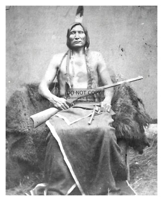 CHIEF TOUCH THE CLOUDS NATIVE AMERICAN LEADER HOLDING RIFLE & PISTOL ...