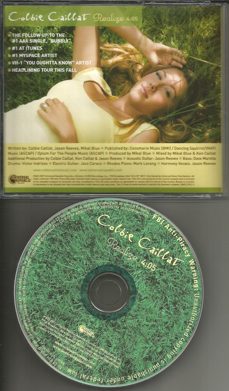 COLBIE CAILLAT Realize w/CHART POSITIONS Listed PROMO DJ CD Single 2007 ...