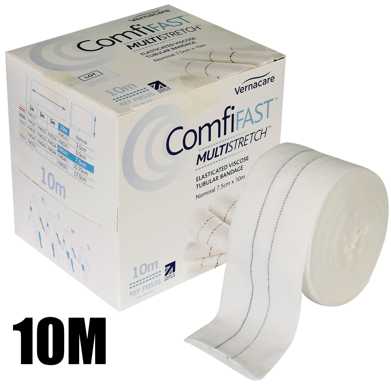 10m Comfifast Blue Line Large Limb Elasticated Viscose Tubular Bandage ...