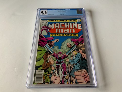 MACHINE MAN 7 CGC 9.6 NEWSSTAND WHITE PAGES JACK KIRBY MARVEL COMICS ...