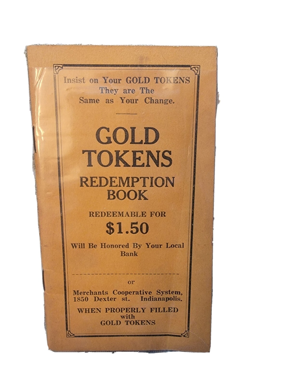 Antique GOLD TOKENS REDEMPTION BOOK Indianapolis IN. | eBay