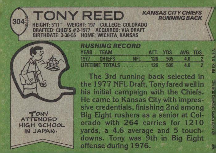 1978 Topps #304 Tony Reed RC | eBay