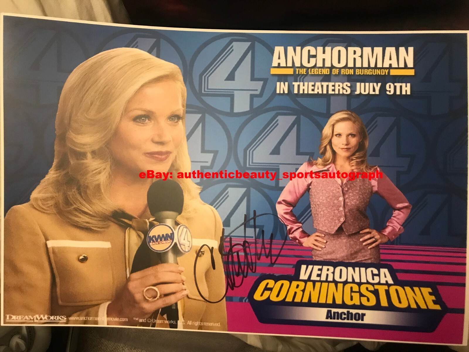 CHRISTINA APPLEGATE ANCHORMAN VERONICA CORNINGSTONE SIGNED POSTER 12x18 ...