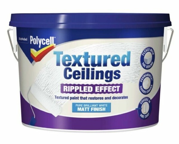 Polycell Textured Ceilings Ripple Effect Matt Finish 2.5L Paint - White ...