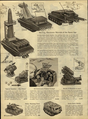 1961 PAPER AD Space Age Electronic Toy Jet Cockpit Tank Rocket Launcher ...