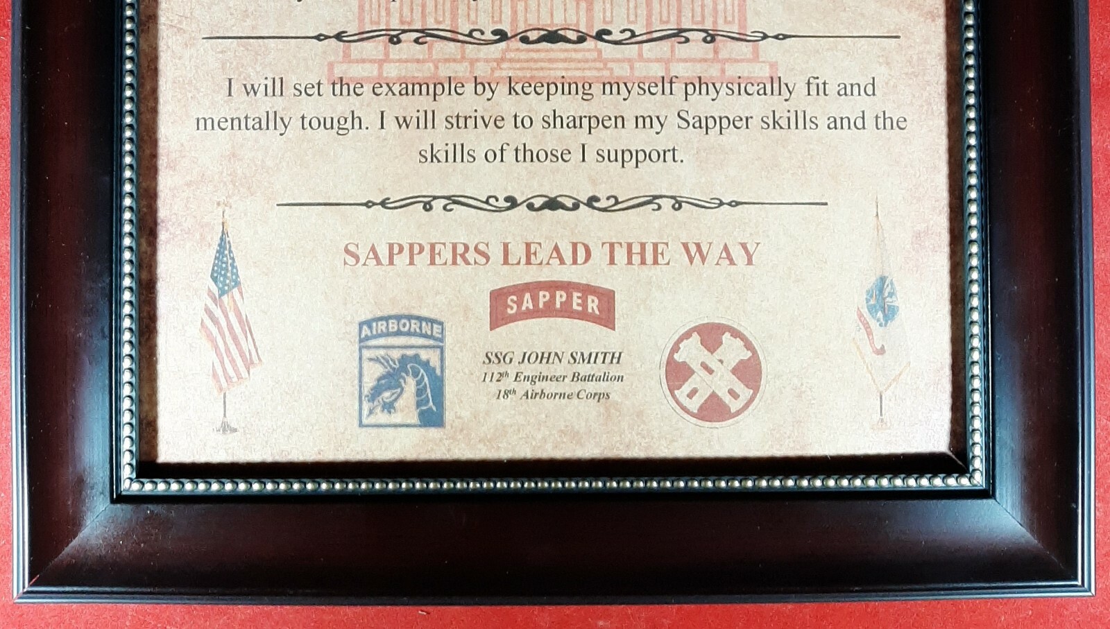 MC-NICE or BETTER: Army Sapper Creed ALL UNITS Framed PERSONALIZED | eBay