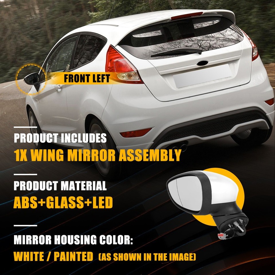 Left N/S White Door Wing Mirror Electric Heated For Ford Fiesta MK7 ...