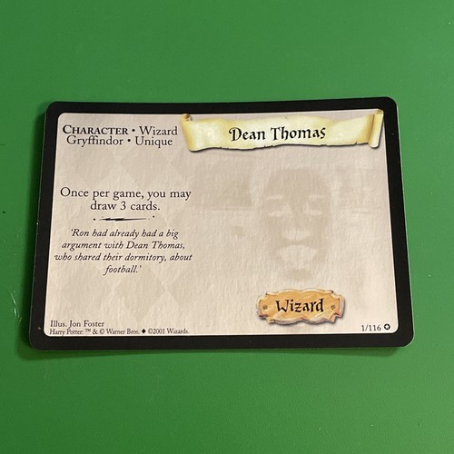 Harry Potter TCG WOTC Base Set Holo Portrait 1/116 Dean Thomas Foil LP ...