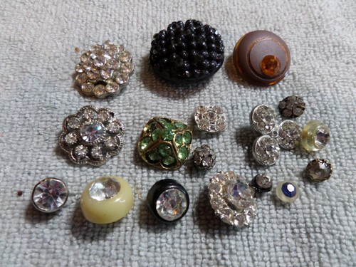17 Vintage Antique Metal Celluloid Buttons with Paste Rhinestones | eBay