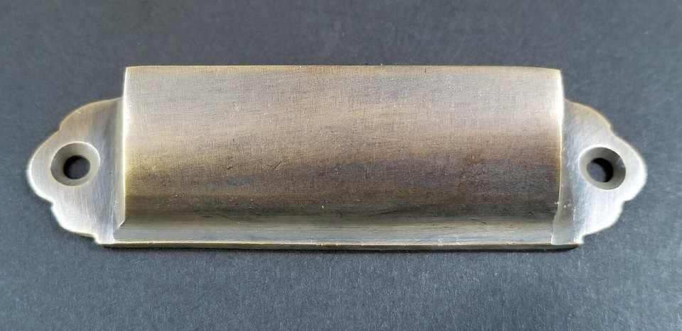 4 Antique Vintage Style Brass File Cabinet, Bin Pull Cup Handles 3-1/8 ...