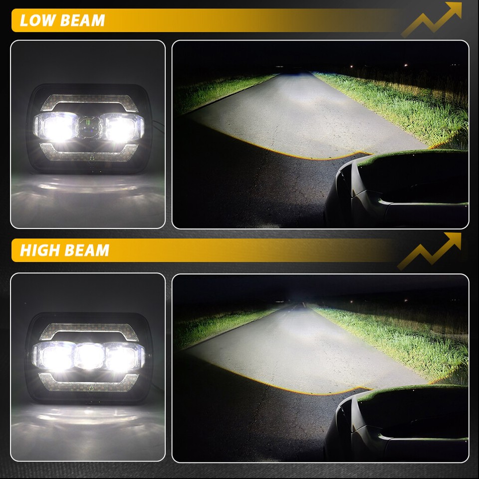 2PC 7x6"inch 5x7" LED Headlights Fit for Chevy Corvette C4 1984-1996 W ...