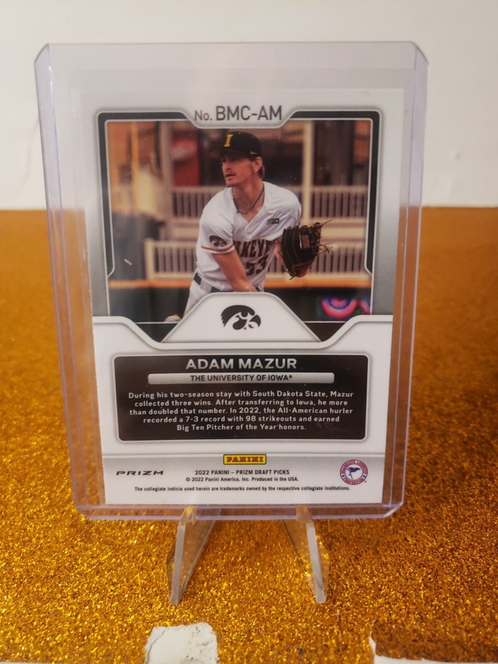 2022 Prizm Draft Picks Baseball Adam Mazur Big Man On Campus Purple ...