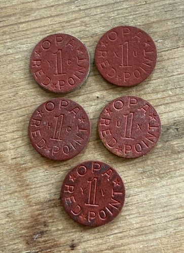 Vintage red point tokens coins OPA WW2 WWII home front ration XU YC YV ...