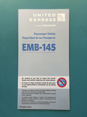UNITED EXPRESS / EXPRESSJET SAFETY CARD--EMB145 | eBay