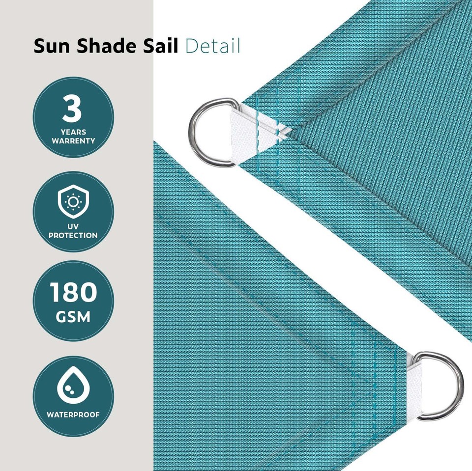 2-7FT Lake Blue Sun Shade Sail Canopy Outdoor Shelter Cover Patio ...