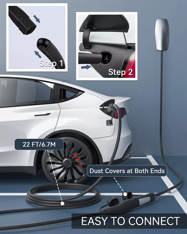 6.7M/22ft Compatible with Tesla Charing Extension Cord Model 3/Y/X/S ...