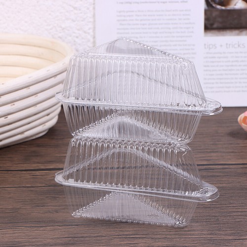 10Pcs Cake Slice Plastic Container Clear Triangle Dessert Box Food ...