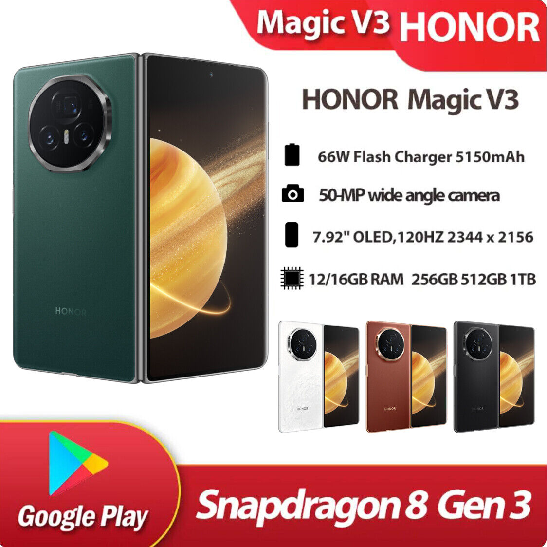 Original Honor Magic V3 5G Snapdragon 8 Gen 3 Folded Screen Original Honor Magic V3 5G Snapdragon 8 Gen 3 Folded Screen