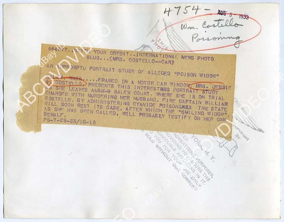 o2513 1933 orig crime photo Poison Widow Mrs Jessie Costello uses ...