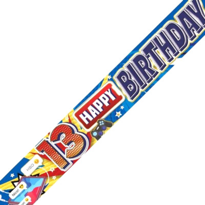 BLUE - 13th BANNER BIRTHDAY PARTY - HOLOGRAPHIC - AGE 13 BOY - FAST ...