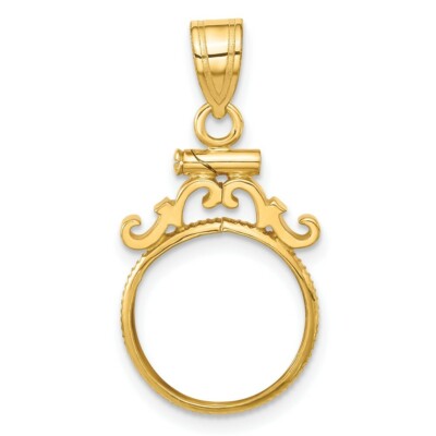Wideband 14K Gold Coin Bezel Pendant Mounting - 13mm - 39.5mm Coin Size ...