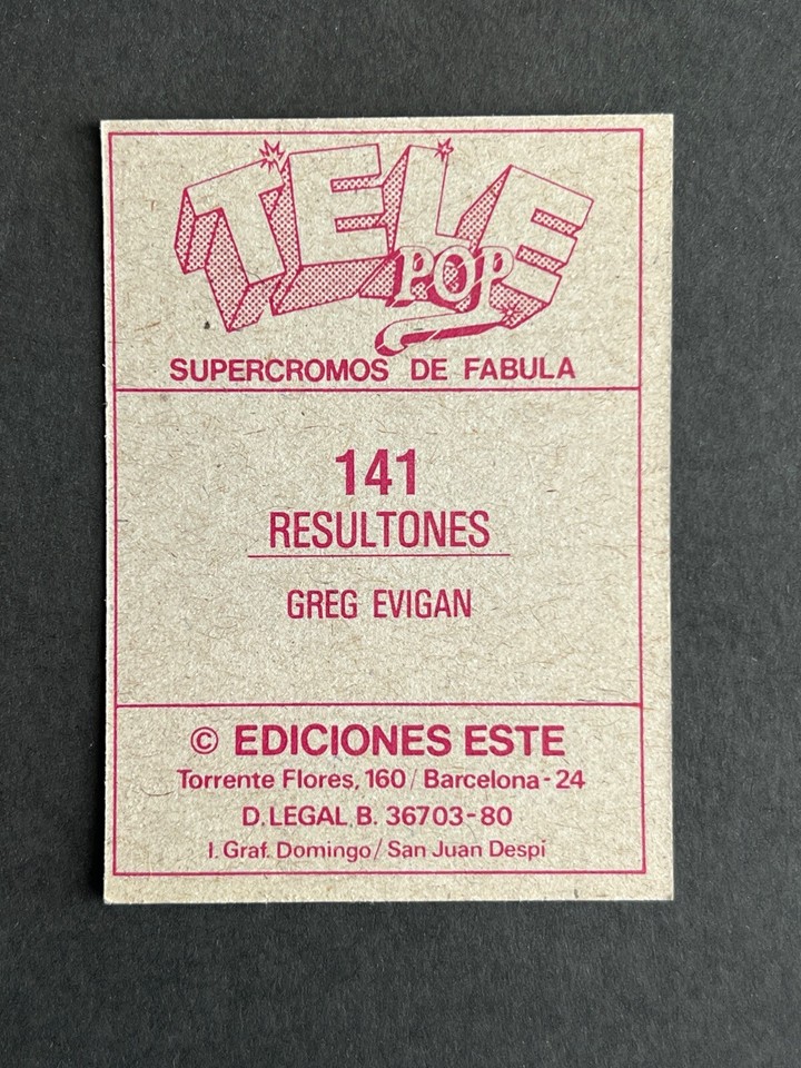 1980 B. J. and the Bear Tv Series Greg Evigan Rookie Card #141 Telepop ...