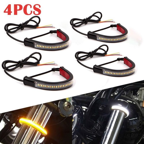 4pcs Switchback W/A Signal LED Turn Daytime Motorcycle DRL Light Strips ...
