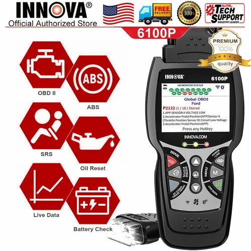 INNOVA 6100P OBD2 Scanner ABS SRS Transmission Car Code Reader ...
