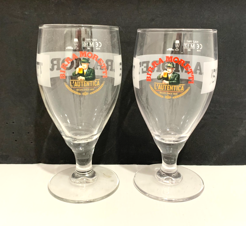 Birra Moretti Half Pint Beer Glasses x 2 10oz Brand New Free Postage ...