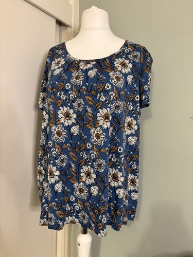 Ladies Seasalt Cornwall Apple Tree Floral Top UK 24 Blue Teal Bamboo ...