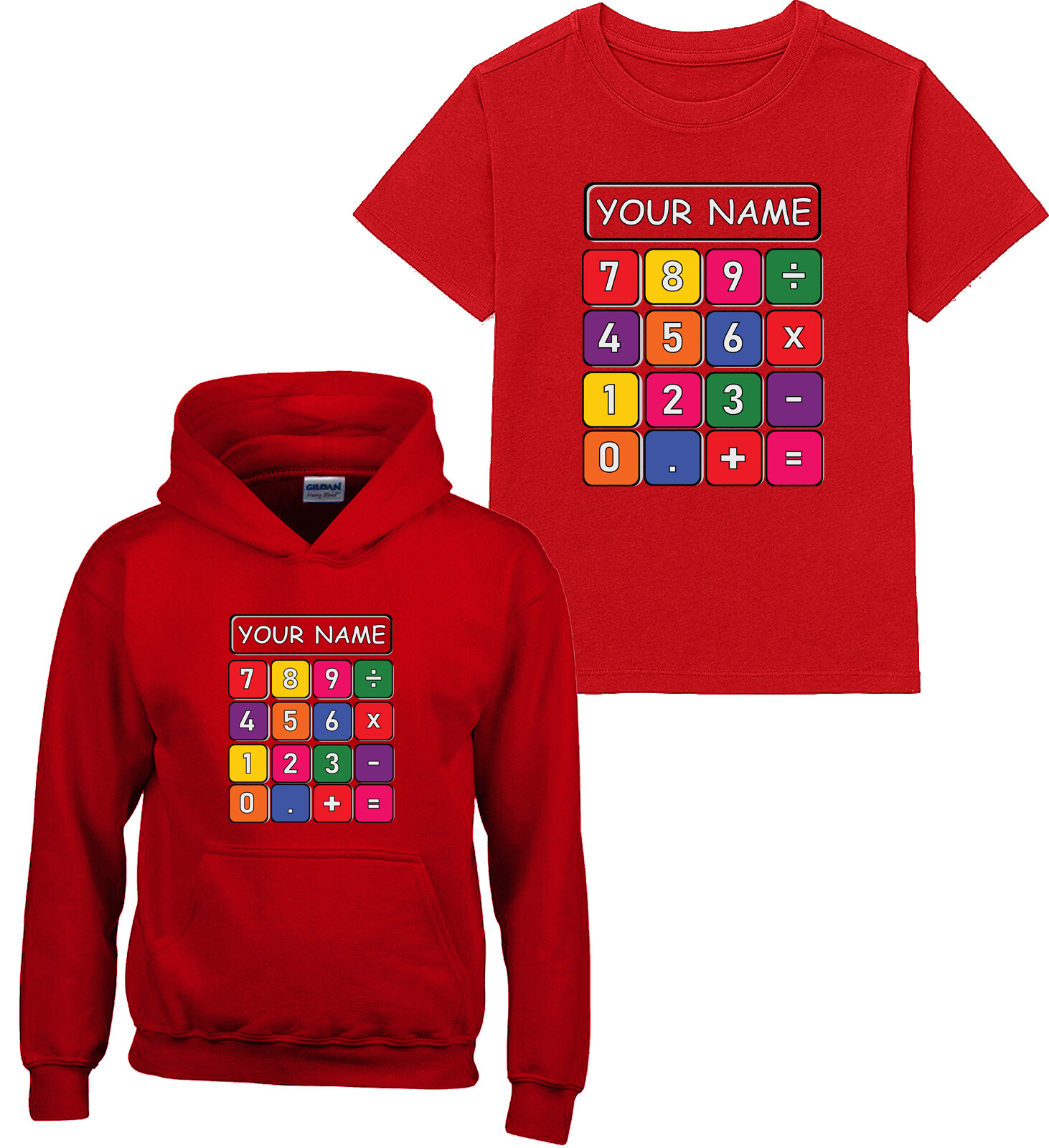 Personalised Calculator Maths Day T Shirt Number School Kids Boys Hoody ...