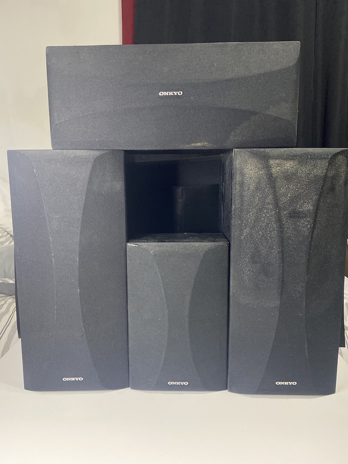 Onkyo Surround Sound Speakers System Set Of 6 SKC-200C SKM-200S SKB-200 ...
