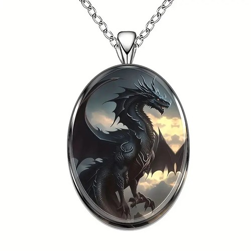 New Jewelry Black Dragon Oval Pendant Necklace | eBay