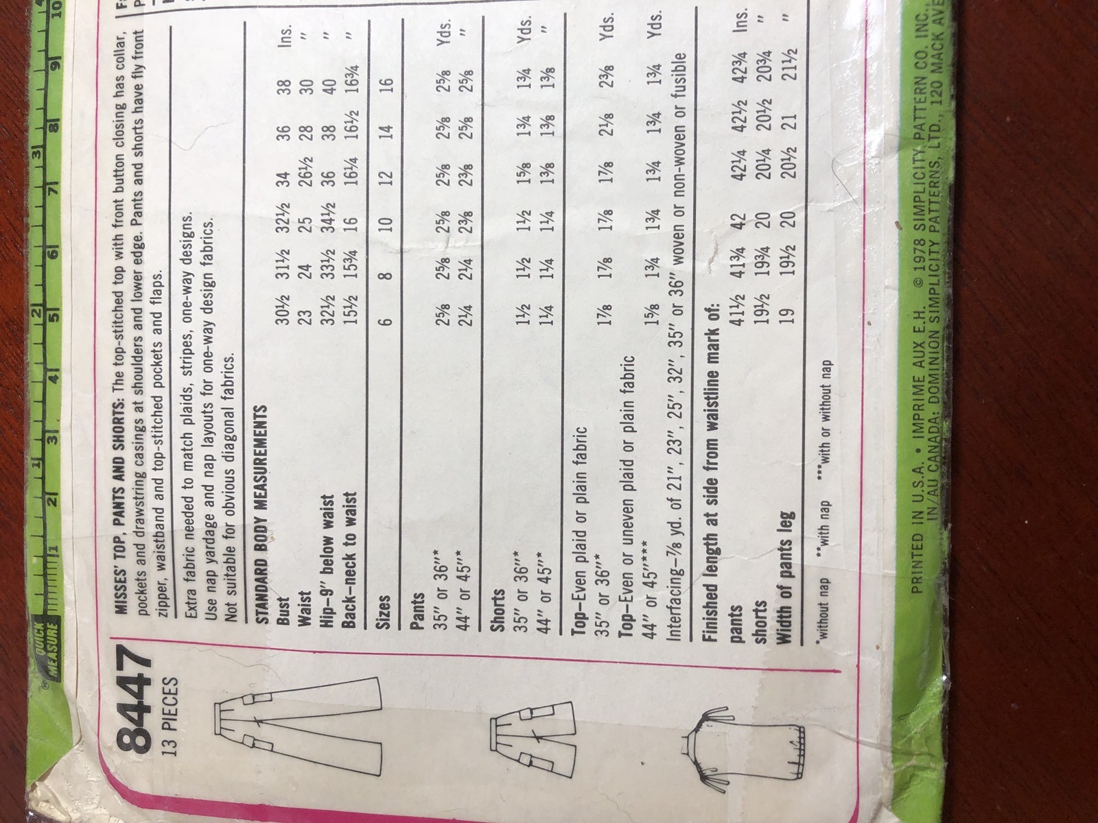 Sewing Pattern 1970’s Simplicity Number 8447 Size 10 Year 1978 Top ...