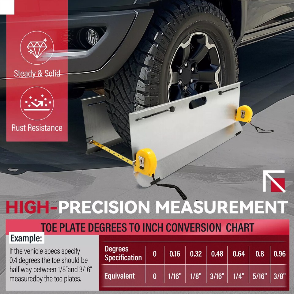 HECASA Wheel Alignment Tool Camber Caster Toe Plates 2 Tape Measures w ...