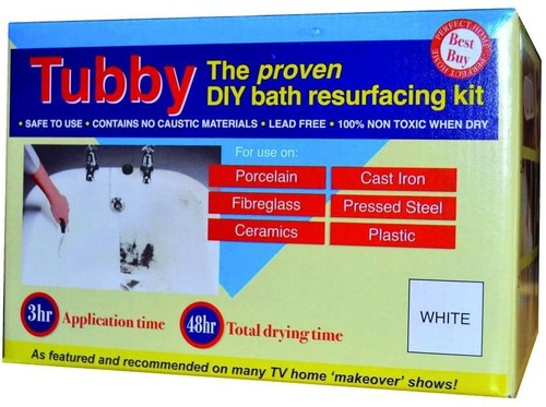 TUBBY White Enamel Bath Repair Paint Kit- for Re-Surfacing a Cast ...