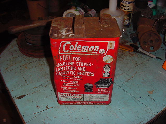 VINTAGE 1 GAL METAL EMPTY COLEMAN GASOLINE GAS CAN 70s 80s FUEL LANTERN ...