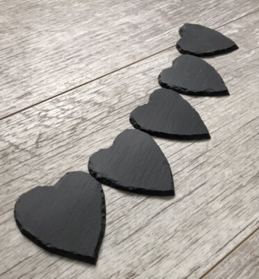 X6 Handmade Natural Slate Heart Mini Chalkboard Tags, Weddings Favours ...