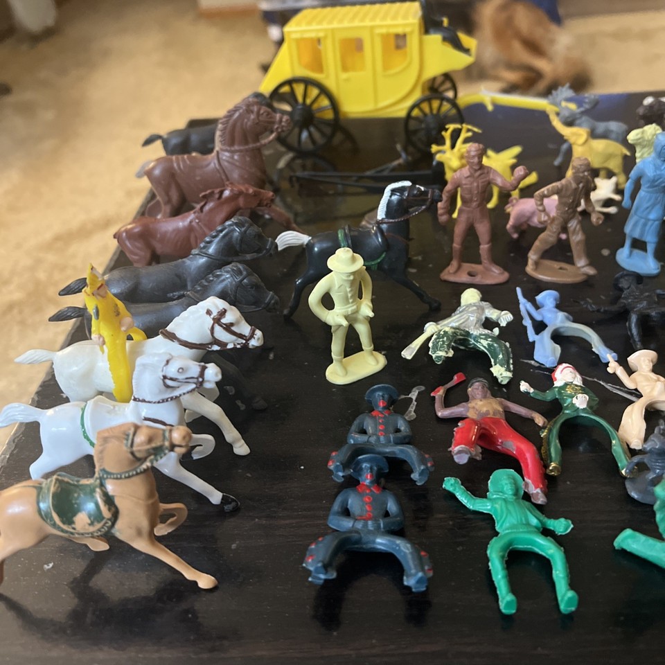 Cowboys& Indians Soldiers Horses Plastic Action Figures Play Set Blue ...