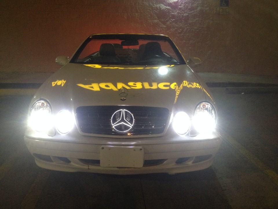 w208 CLK Chrome front grille with multi color illuminated Mercedes star ...