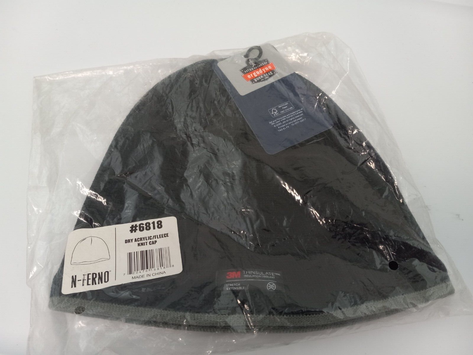 Ergodyne N-Ferno 6818 Dry Acrylic Fleece Knit Beanie Cap NEW Black OS ...