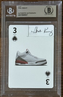 PHIL KNIGHT NIKE SIGNED AIR JORDAN SHOE CARD CUT BAS BECKETT AUTOGRAPH ...
