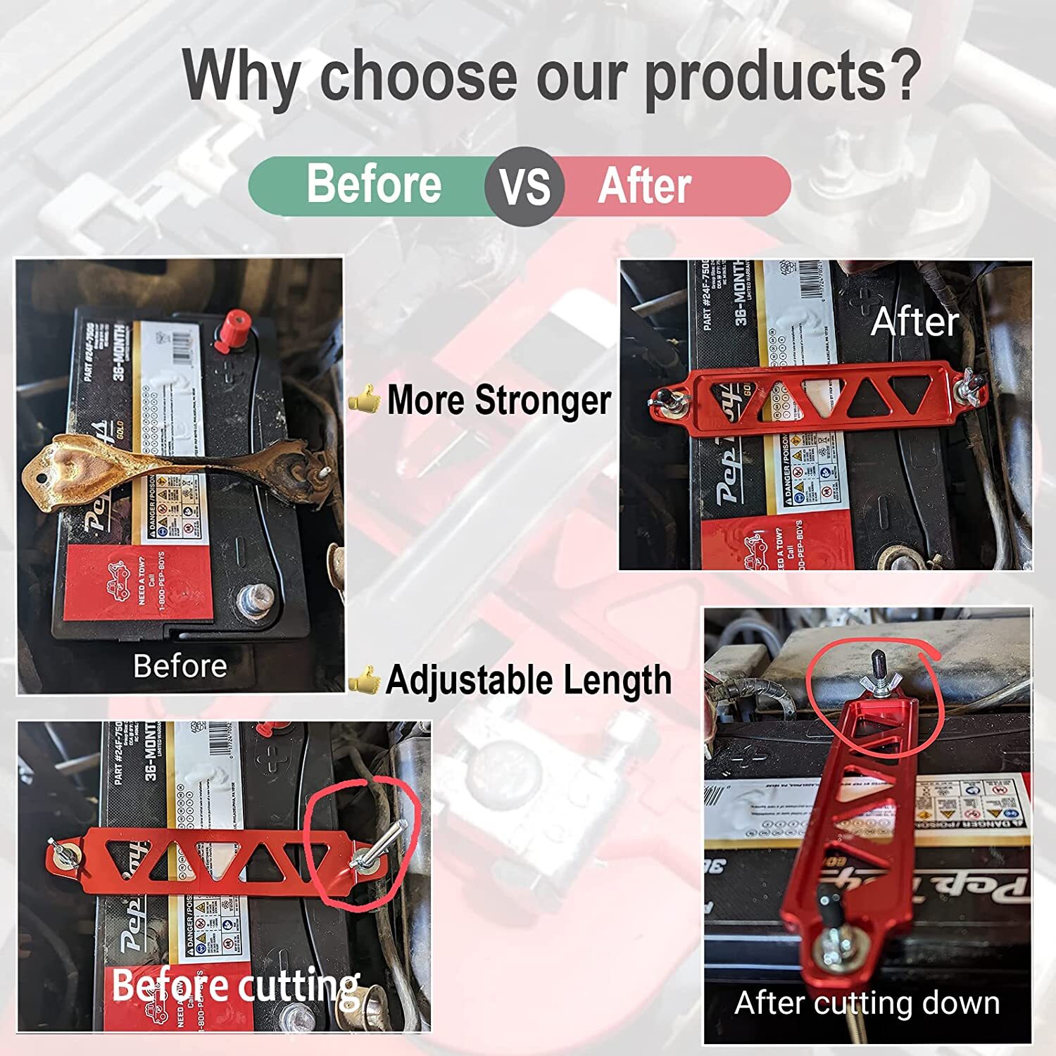 Universal Battery Fixed Bracket Battery Retaining Clamp Tie Down Holder ...