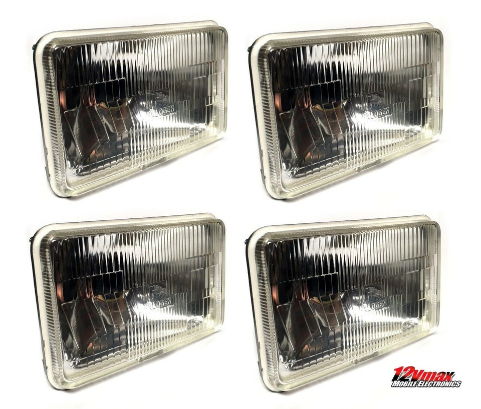FOUR(x4) 4x6" H4 Glass Headlights Conversion Halogen Semi Sealed Kit ...