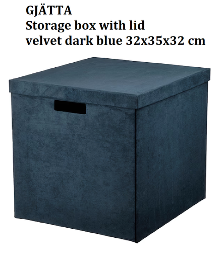 IKEA Large Dark Blue Velvet Storage Box with Lid for Kallax Unit ...
