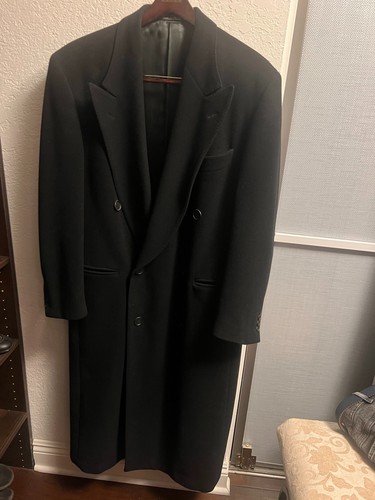 Giorgio Armani Le Collezioni Men’s Long Wool Overcoat Black 40R Made in ...