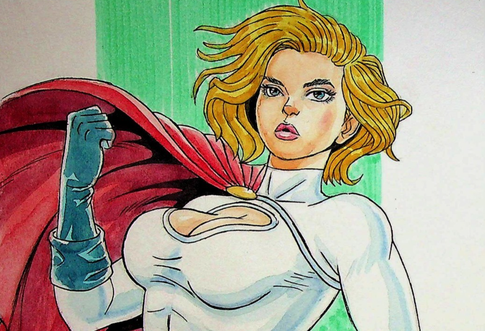 Power Girl Jeffery Jimenez SIGNED Hand Painted Pinup Comic Art 8.5x11 ...